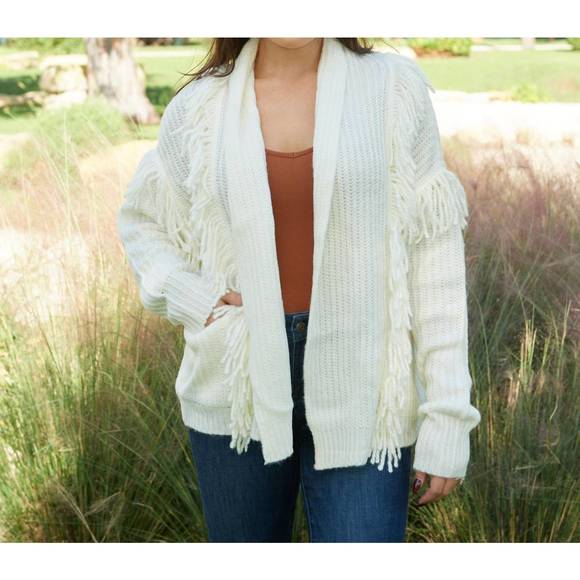 Six/Fifty | Sweaters | New Sixfifty Jamie Fringe Cardigan In Ivory ...